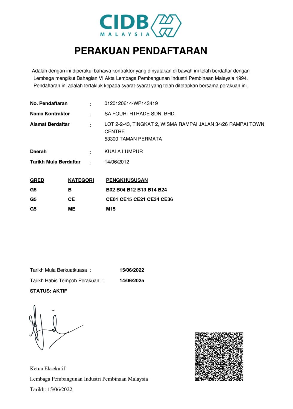 Certificate of Registrations - Sa FourthTrade Sdn Bhd